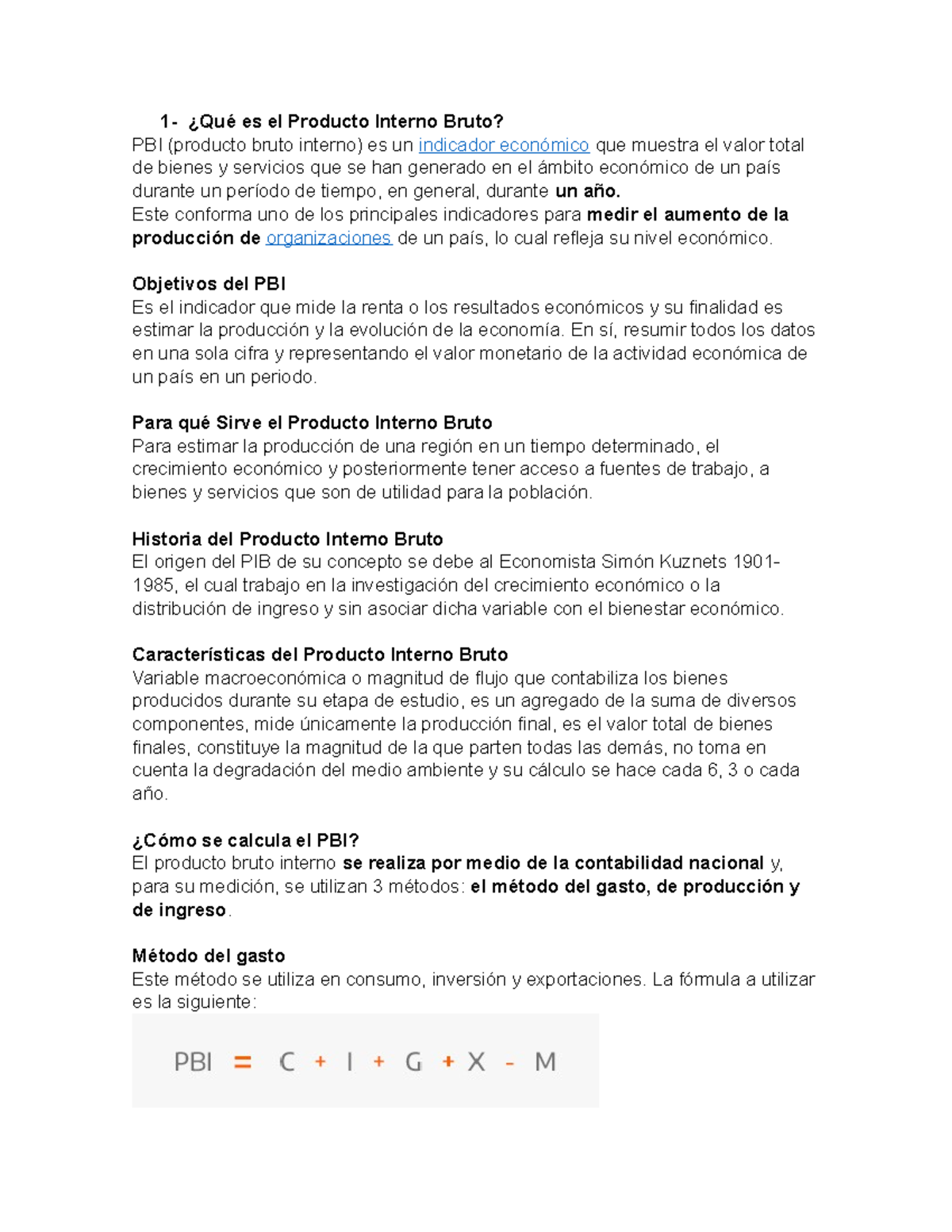 Qué es el Producto Interno Bruto - Este conforma uno de los principales ...