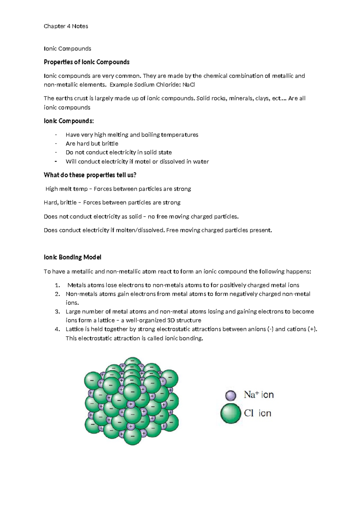 Chapter 4 - Ionic Bonding - Chapter 4 Notes Ionic Compounds Properties ...