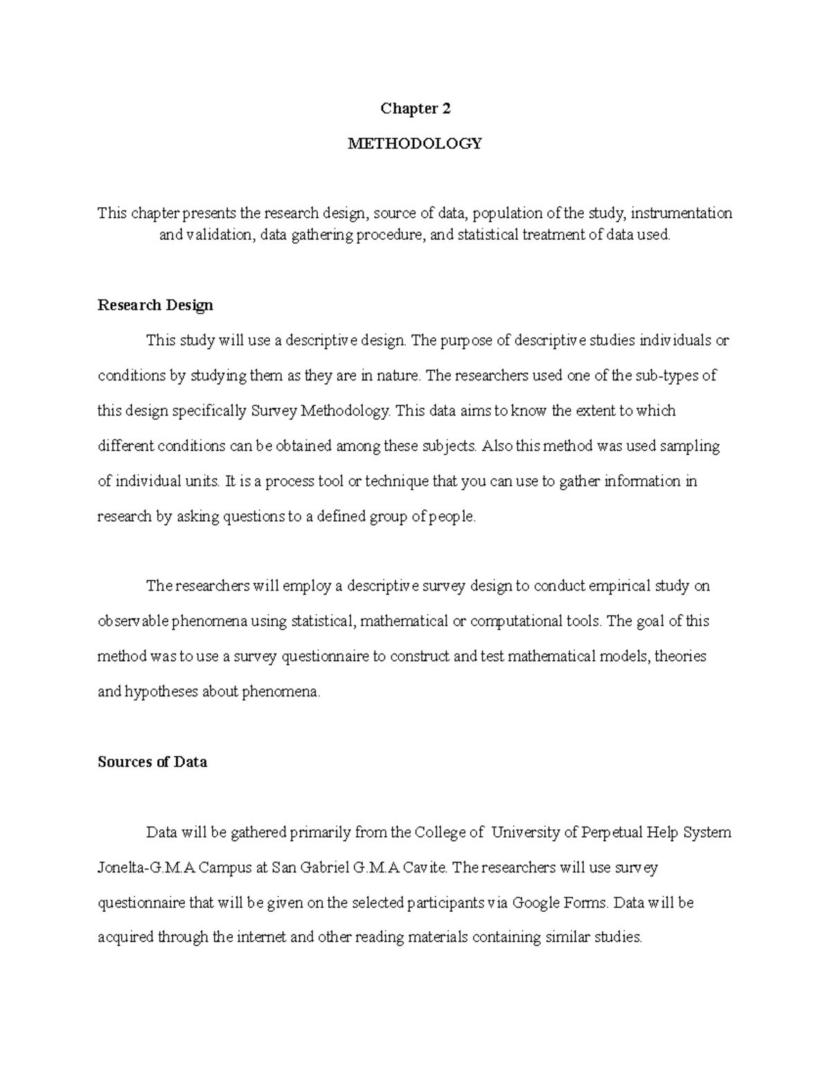 Methodology (Final) - to help students - Chapter 2 METHODOLOGY This ...