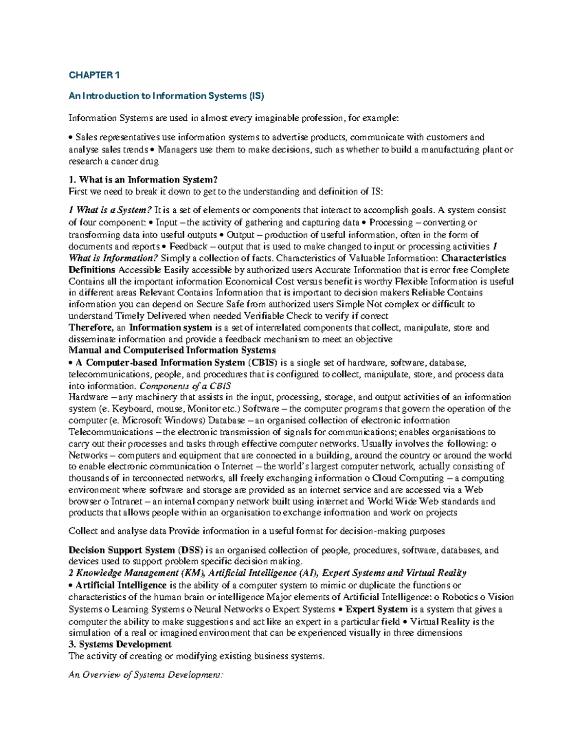 INF1505 study guide - CHAPTER 1 An Introduction to Information Systems ...