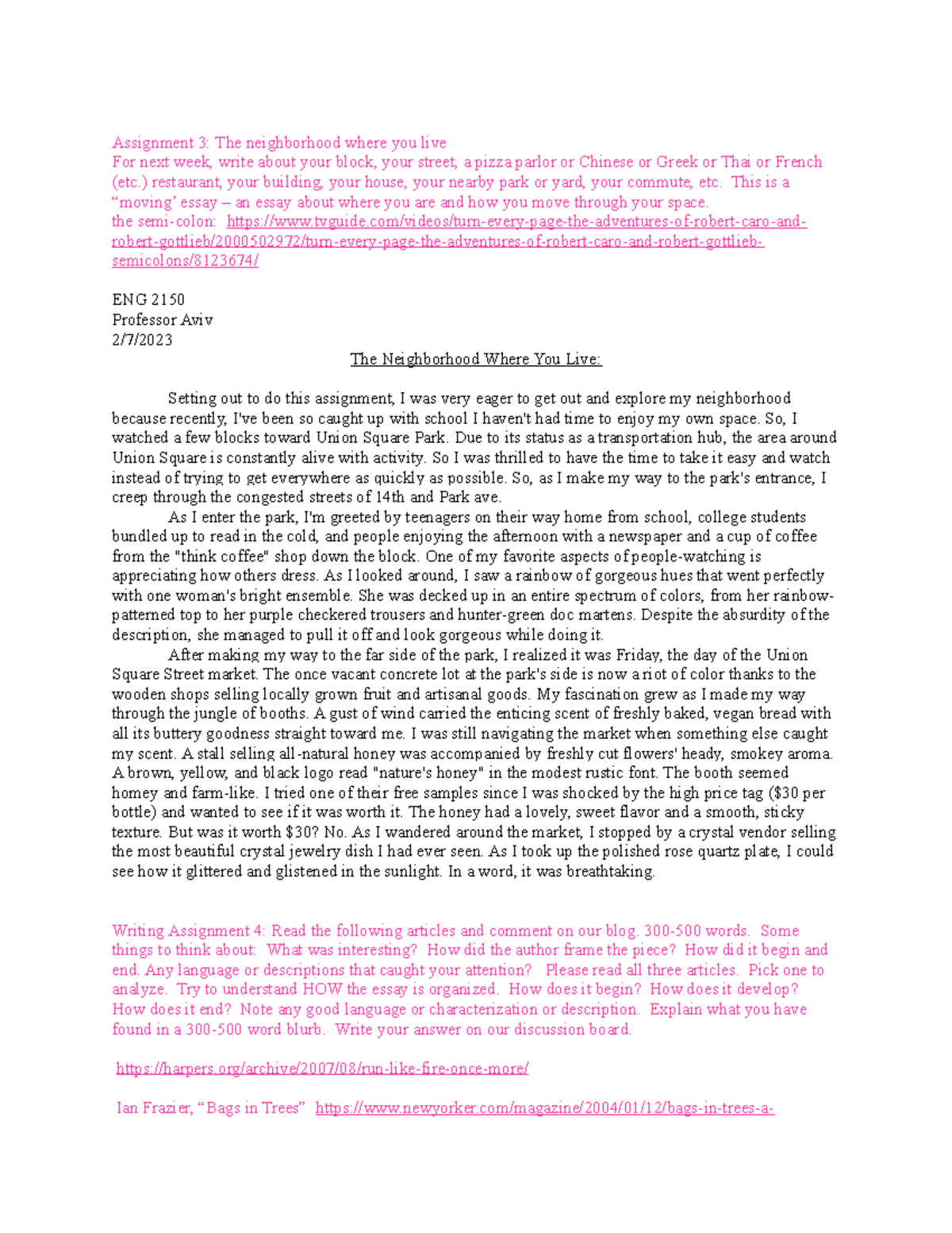 ENG 2150 assignment 3 and 4 - Assignment 3: The neighborhood where you ...