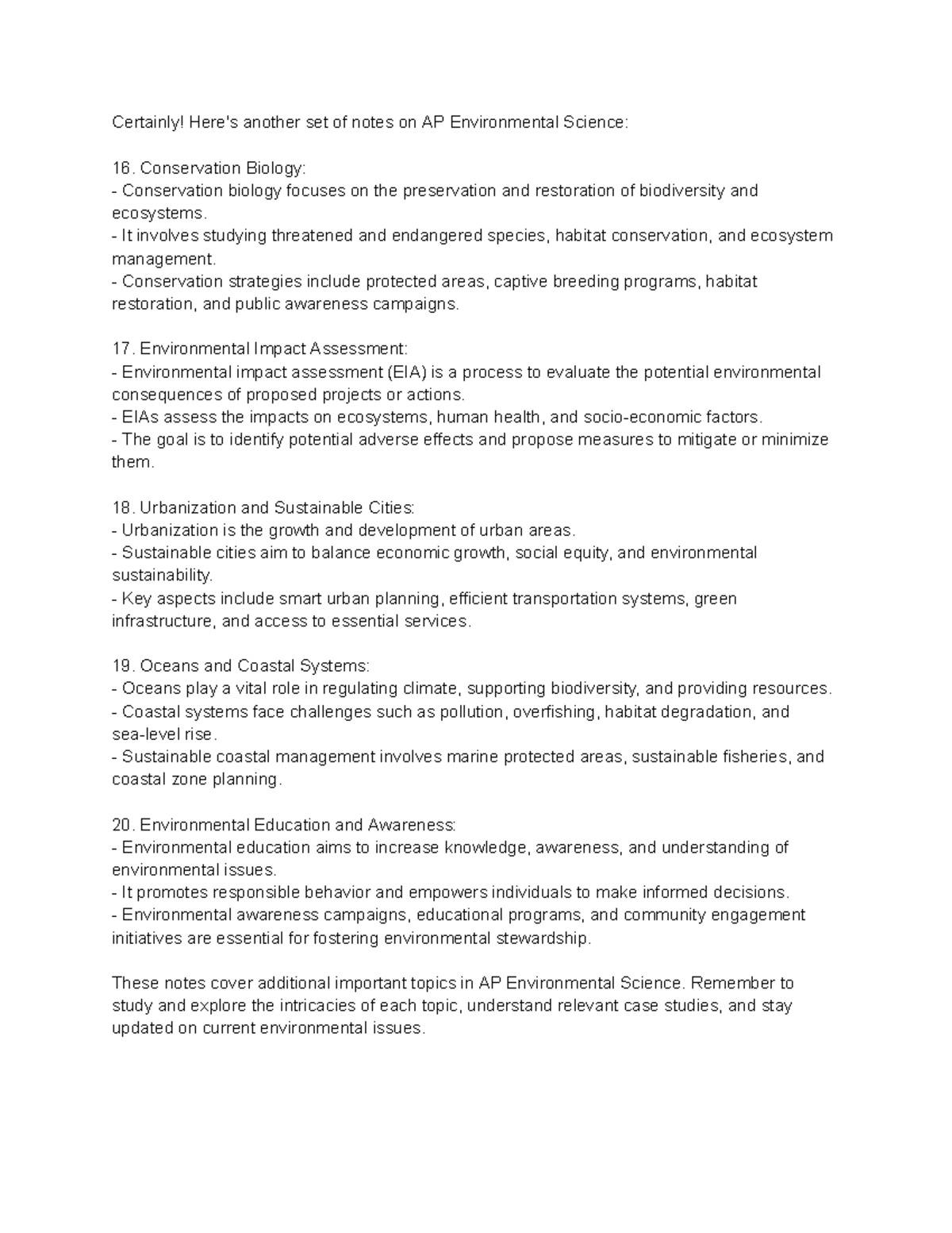 4 - Science - Certainly! Here's another set of notes on AP ...