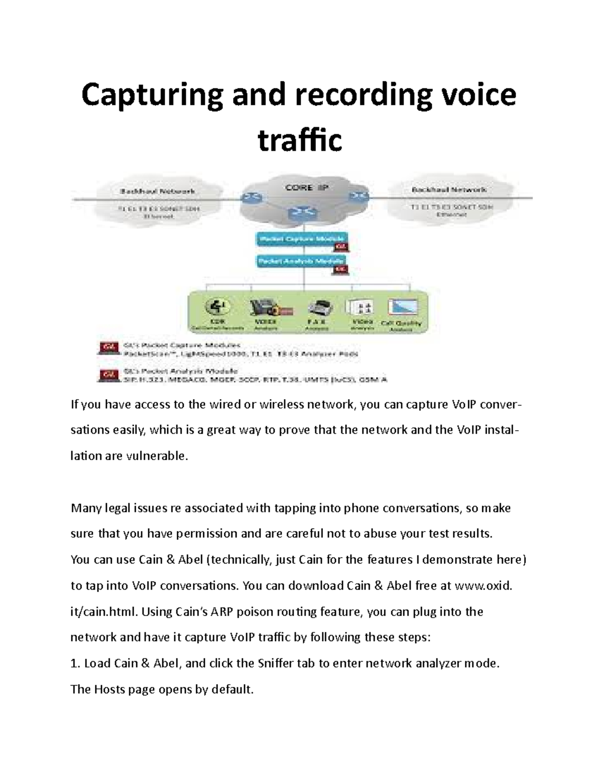 Capturing and recording voice traffic - Capturing and recording voice ...