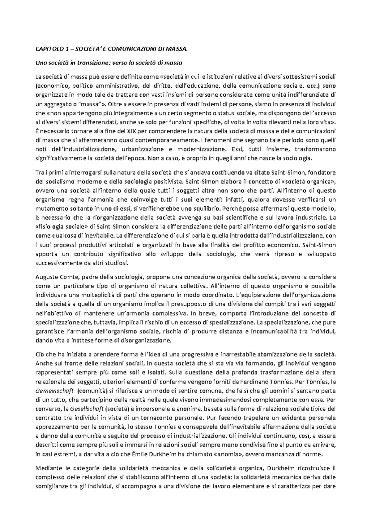 Teorie dei media - CAPITOLO 1 – SOCIETA’ E COMUNICAZIONI DI MASSA. Una ...