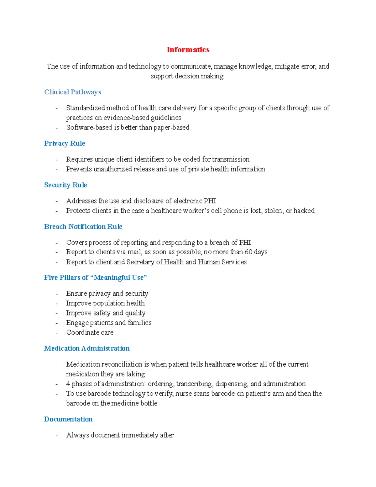 Informatics - notes - Informatics The use of information and technology ...