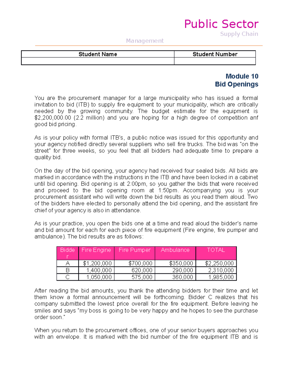 2019 - PRCH-3020 - Module 10 - BID Opening - Public Sector Supply Chain ...