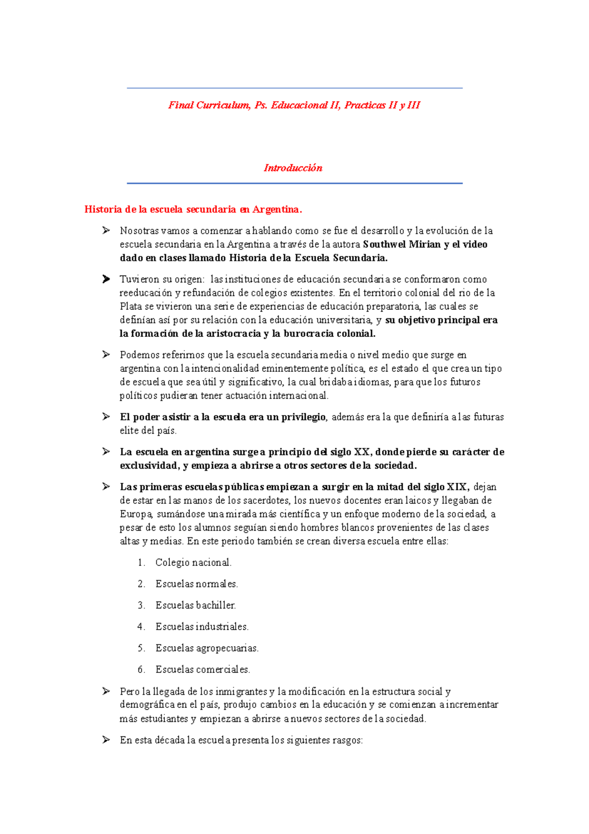 Final Curriculum Y Educacional - Final Curriculum, Ps. Educacional II ...