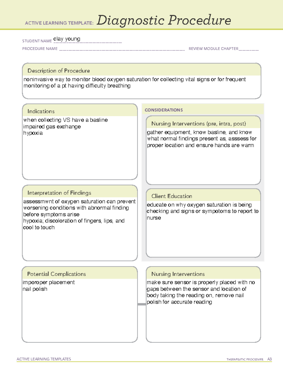 Diagnostic procedure - Summary Principles of Biology - ACTIVE LEARNING ...