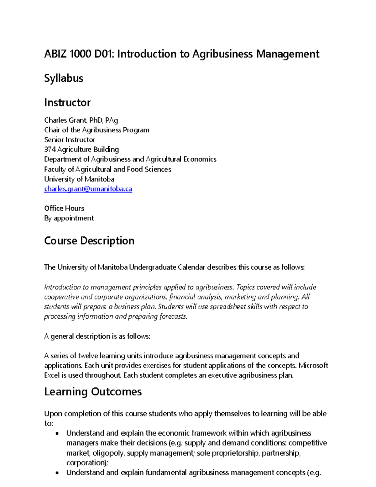 ABIZ 1000 D01 Syllabus Fall 2022 - ABIZ 1000 D01: Introduction to ...