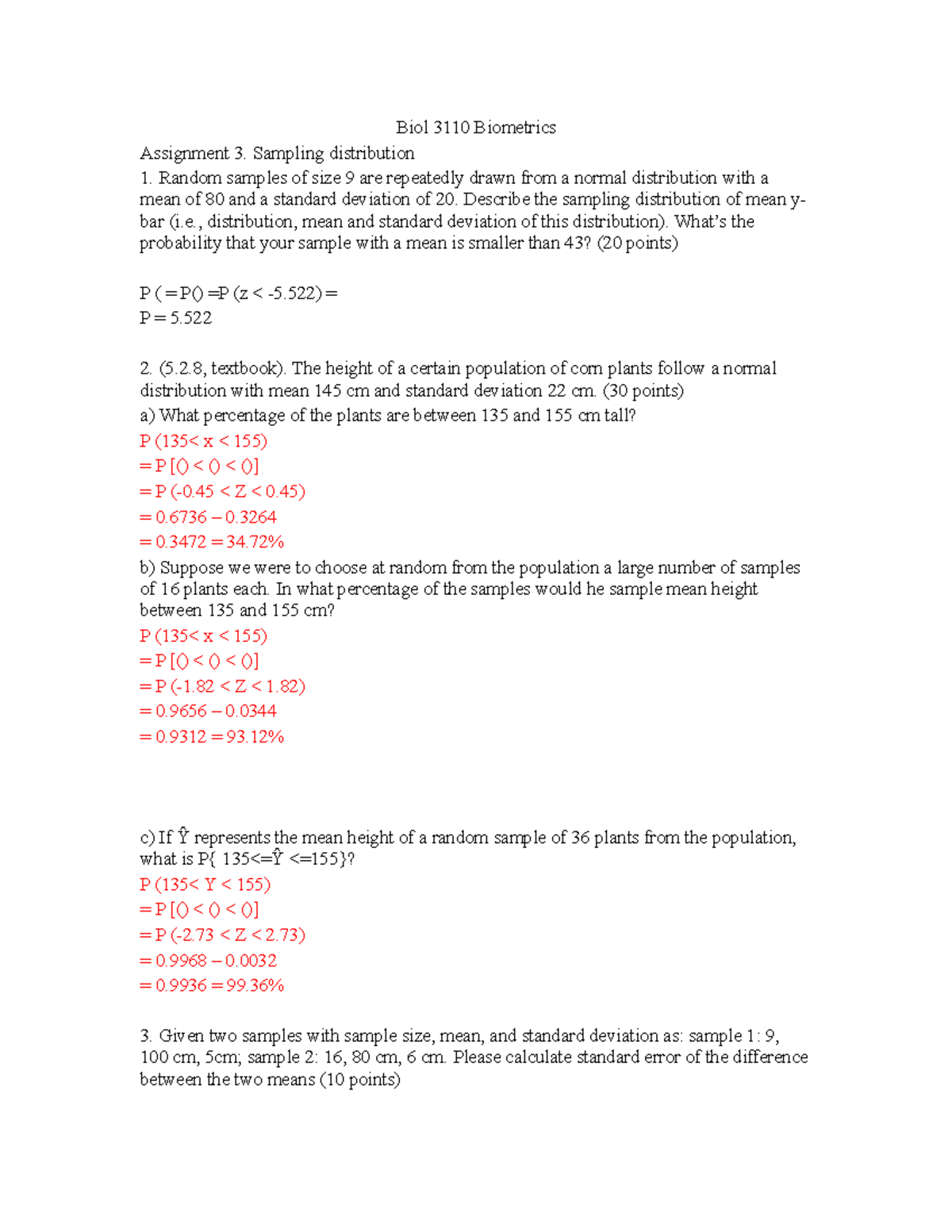 Biol3110 Fall2021 Homework 3 - Biol 3110 Biometrics Assignment 3 ...