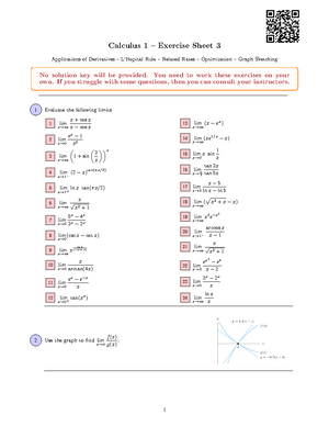 Exercise sheet 1 Calculus - Calculus 1 – Exercise Sheet Functions ...