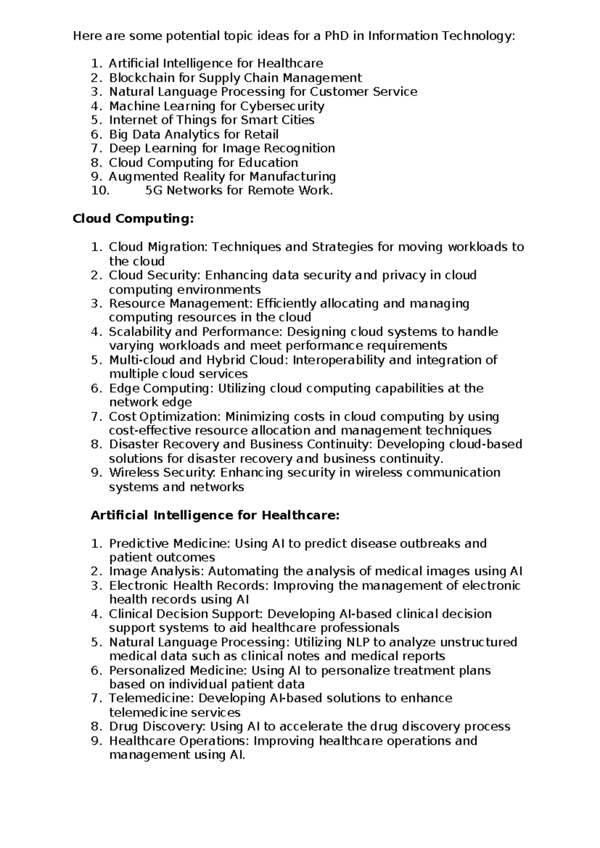 Ph D Topic - Subject select - Here are some potential topic ideas for a ...