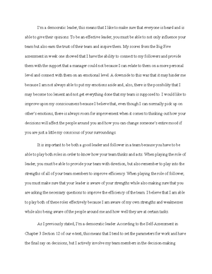 Bus 210- Managing /leading in business week 6, assignment 3 ...