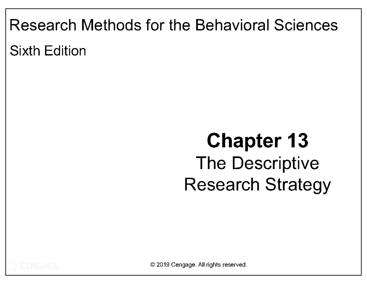 Chapter 13 - Descriptive Research - Research Methods for the Behavioral ...