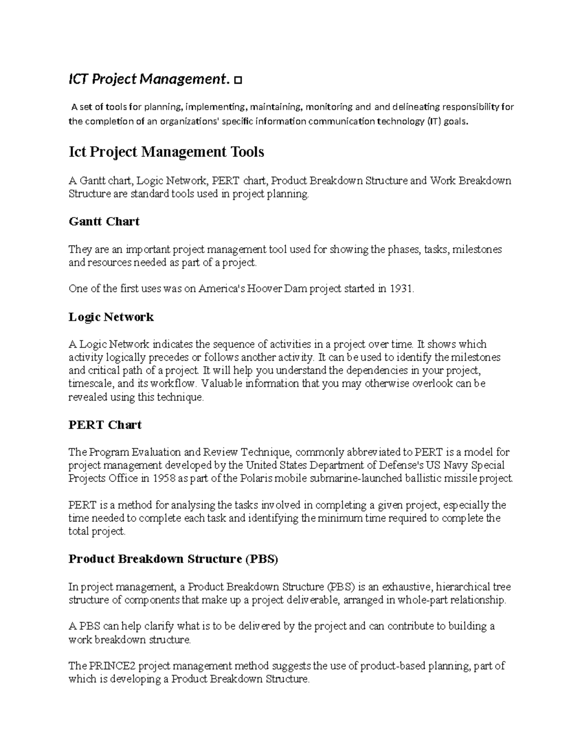 ICT Project Management (success& failures of project - ICT Project ...