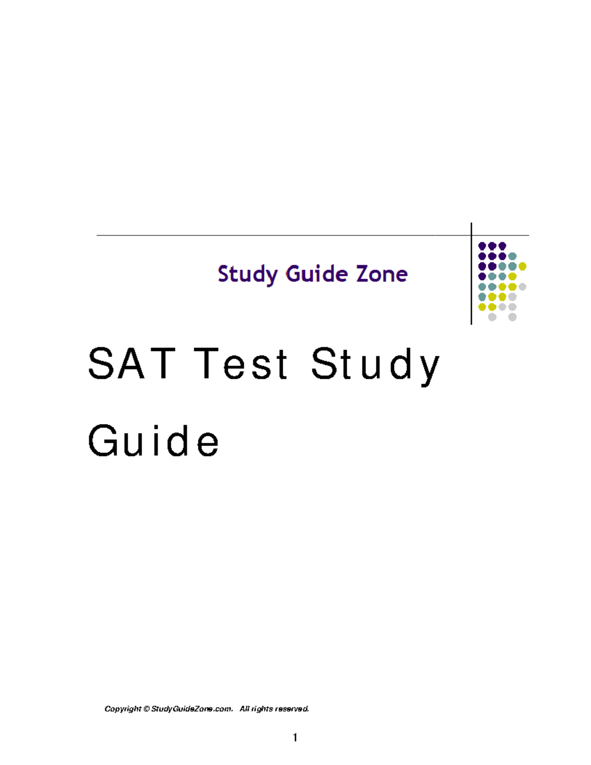 Notes for the test - SAT Test Study Guide Copyright © StudyGuideZone ...