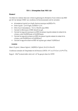 Cours Transfert de matière Partie 2 - Cours de transfert de matière ...