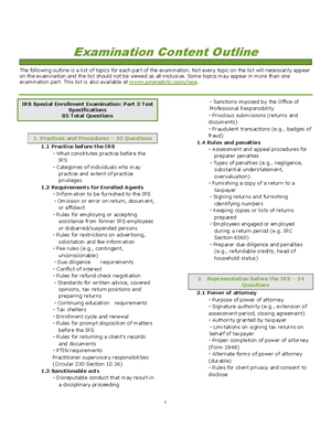 IRS Exam Content SEE Part1 - 1 Examination Content Outline The ...