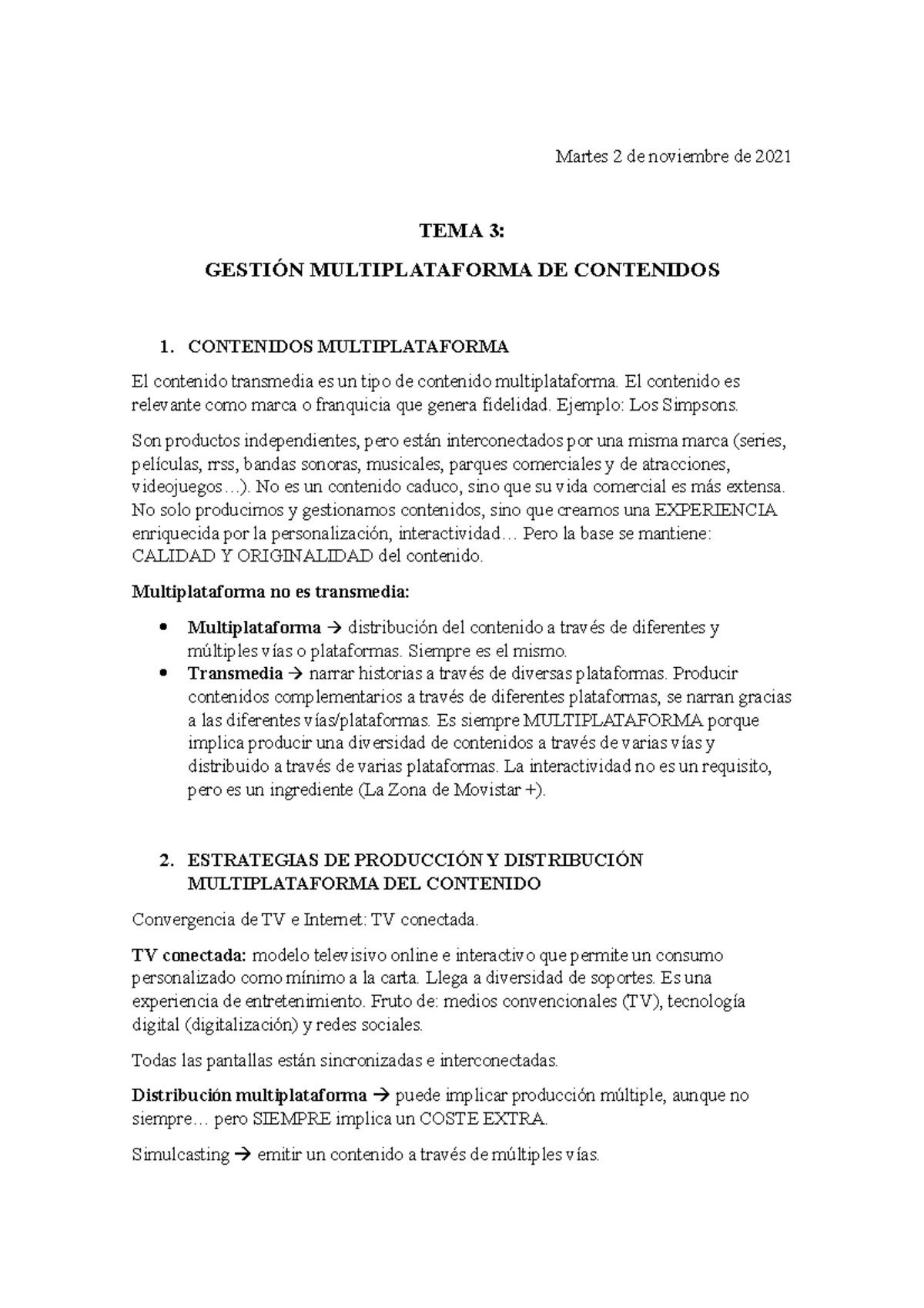 TEMA 3: GESTIÓN MULTIPLATAFORMA DEL CONTENIDO - Martes 2 de noviembre ...