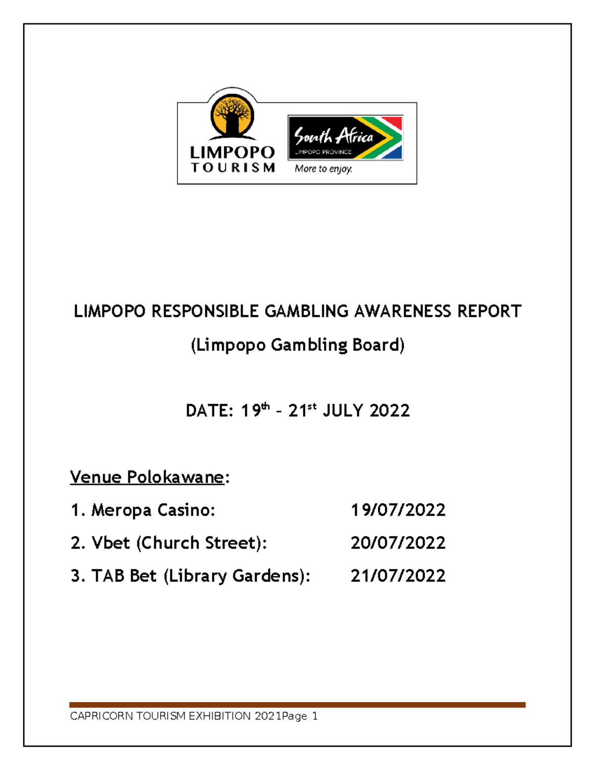 LTA Exhibition 28-30 MAY 2021 Draft Report - LIMPOPO RESPONSIBLE ...