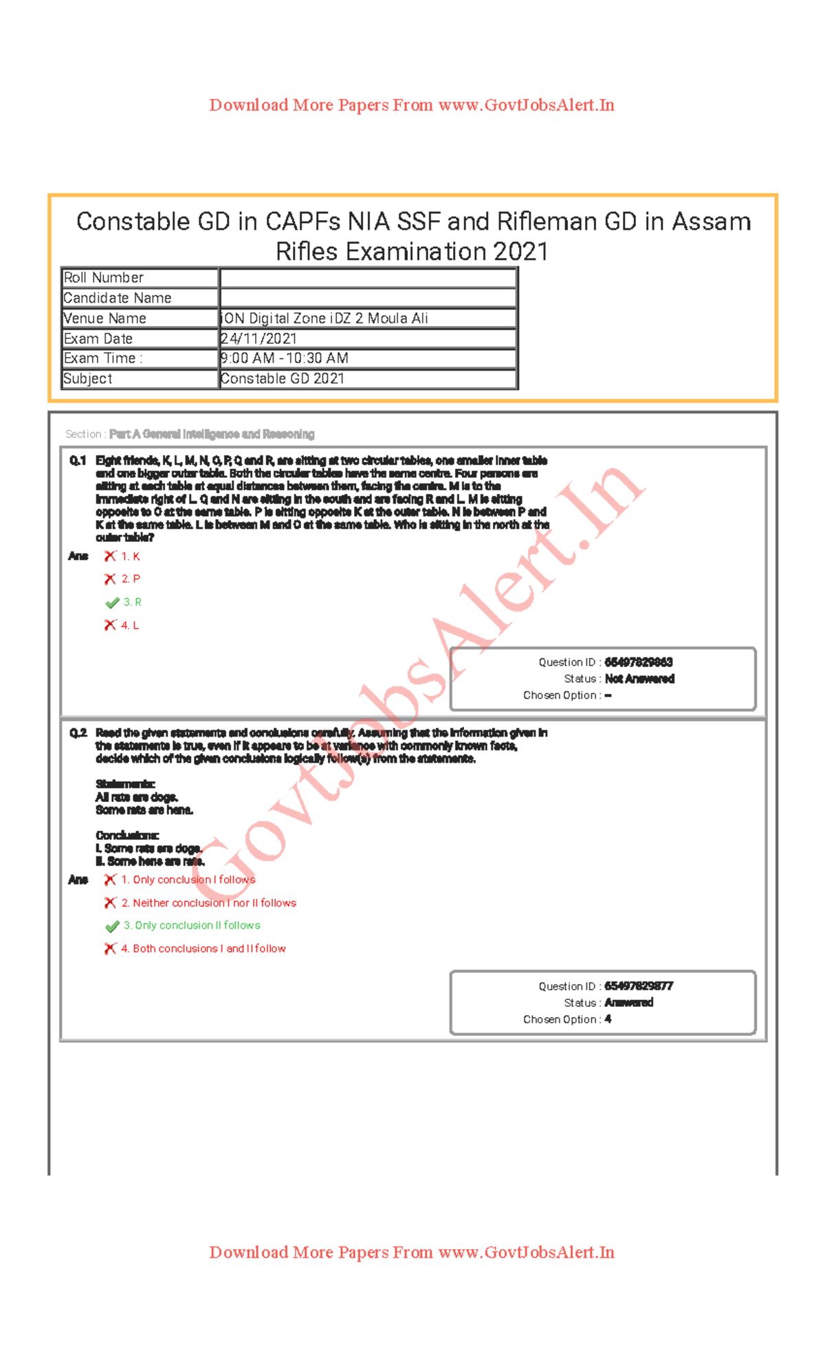 SSC GD Paper 2021 In English Set 02 - Q Eight friends, K, L, M, N, O, P ...