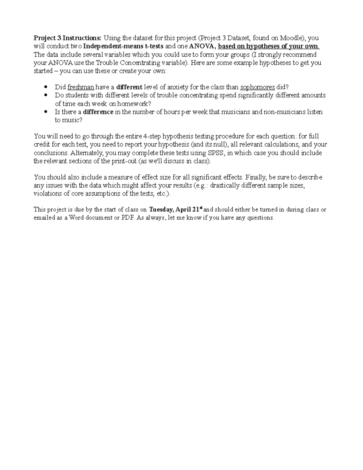 Synthesis Project 3 Instructions - Project 3 Instructions: Using the dataset for this project ...