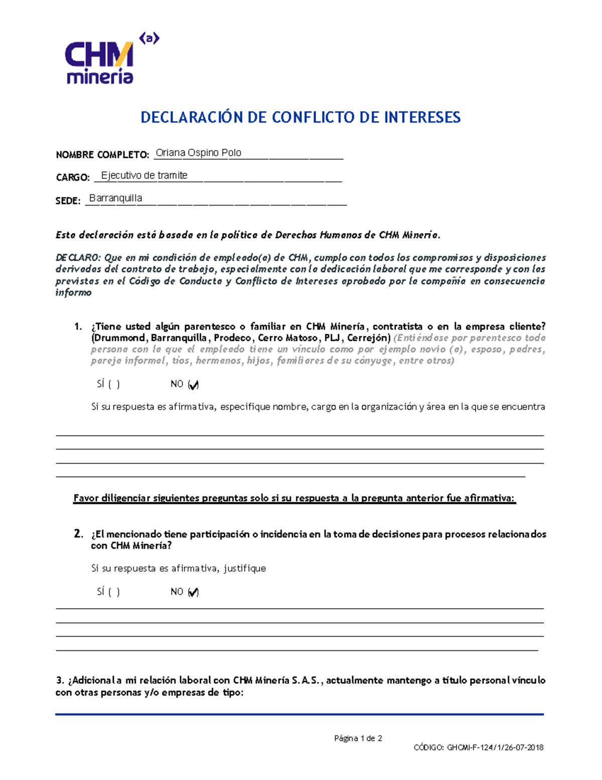 Declaraciondeintereses - P·gina 1 de 2 C”DIGO: GHCMI-F-124/1/26-07- DECLARACI”N DE CONFLICTO DE ...