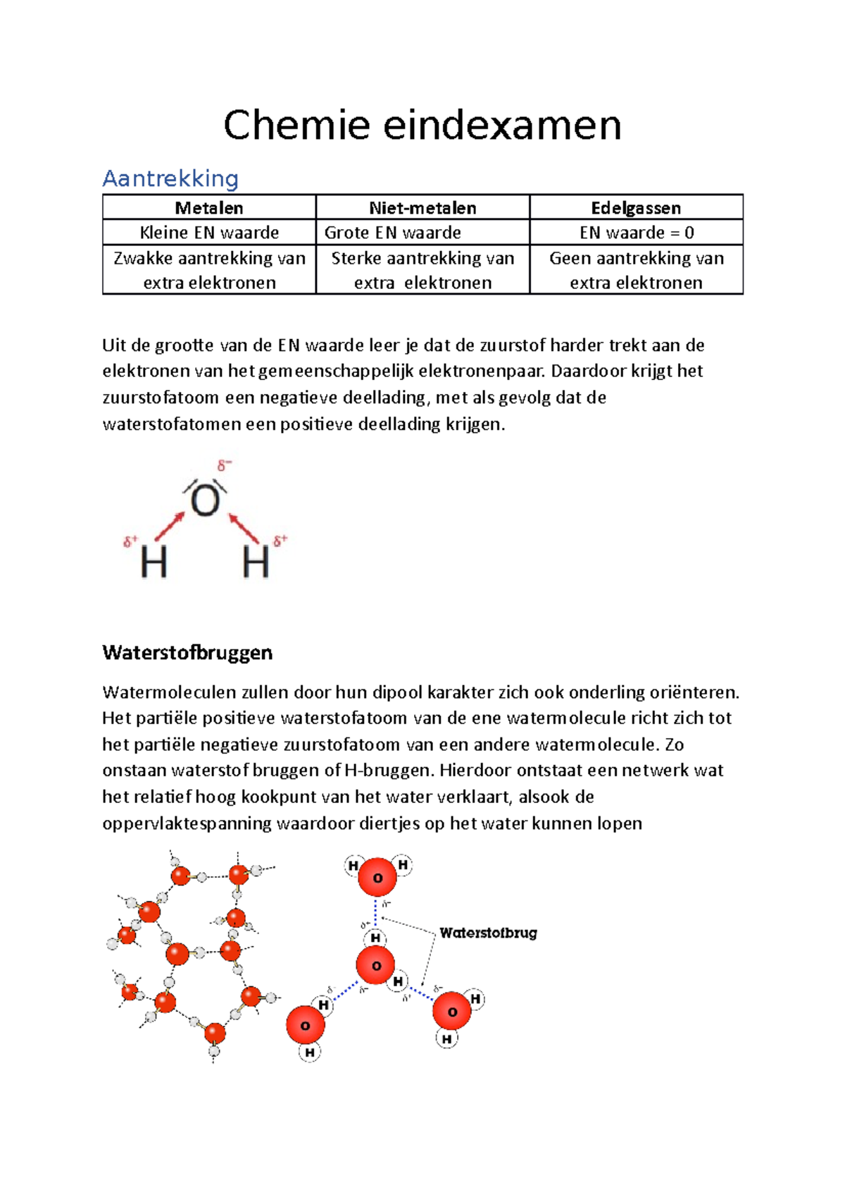 Chemie eindexamen - Chemie eindexamen Aantrekking Metalen Niet-metalen ...