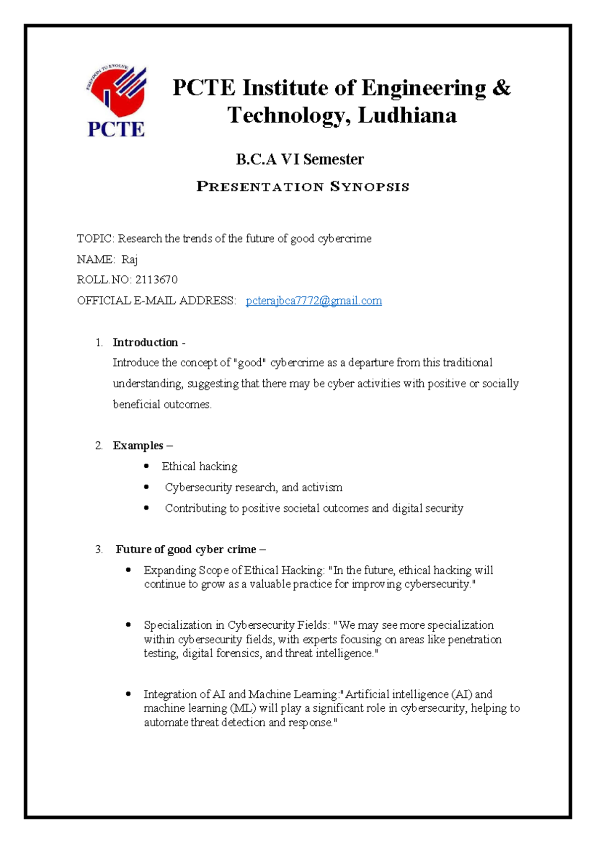 Raj(cyber crime) - PCTE Institute of Engineering & Technology, Ludhiana ...