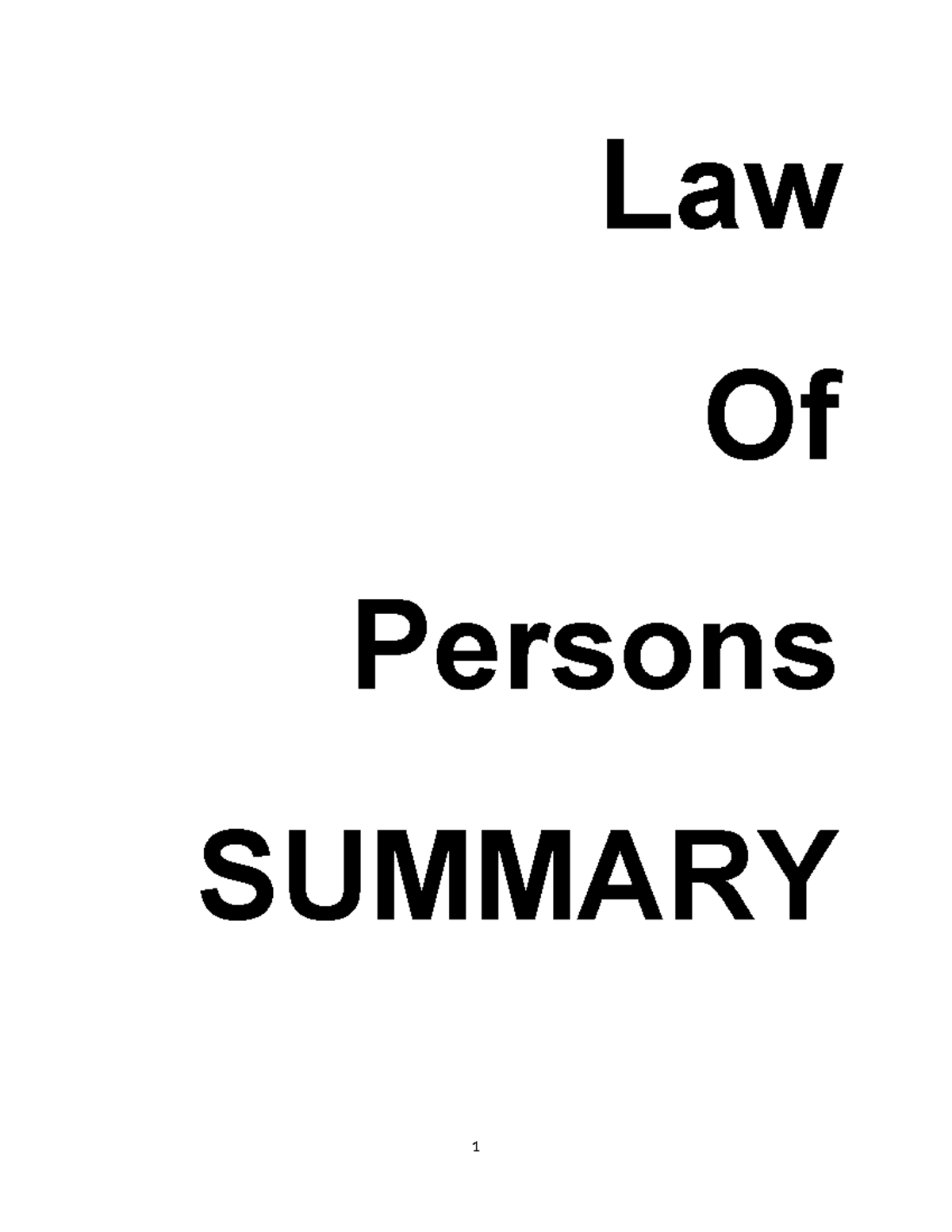 LAW OF Persons Chapter 1-11 - Law Of Persons SUMMARY LAW OF PERSONS ...