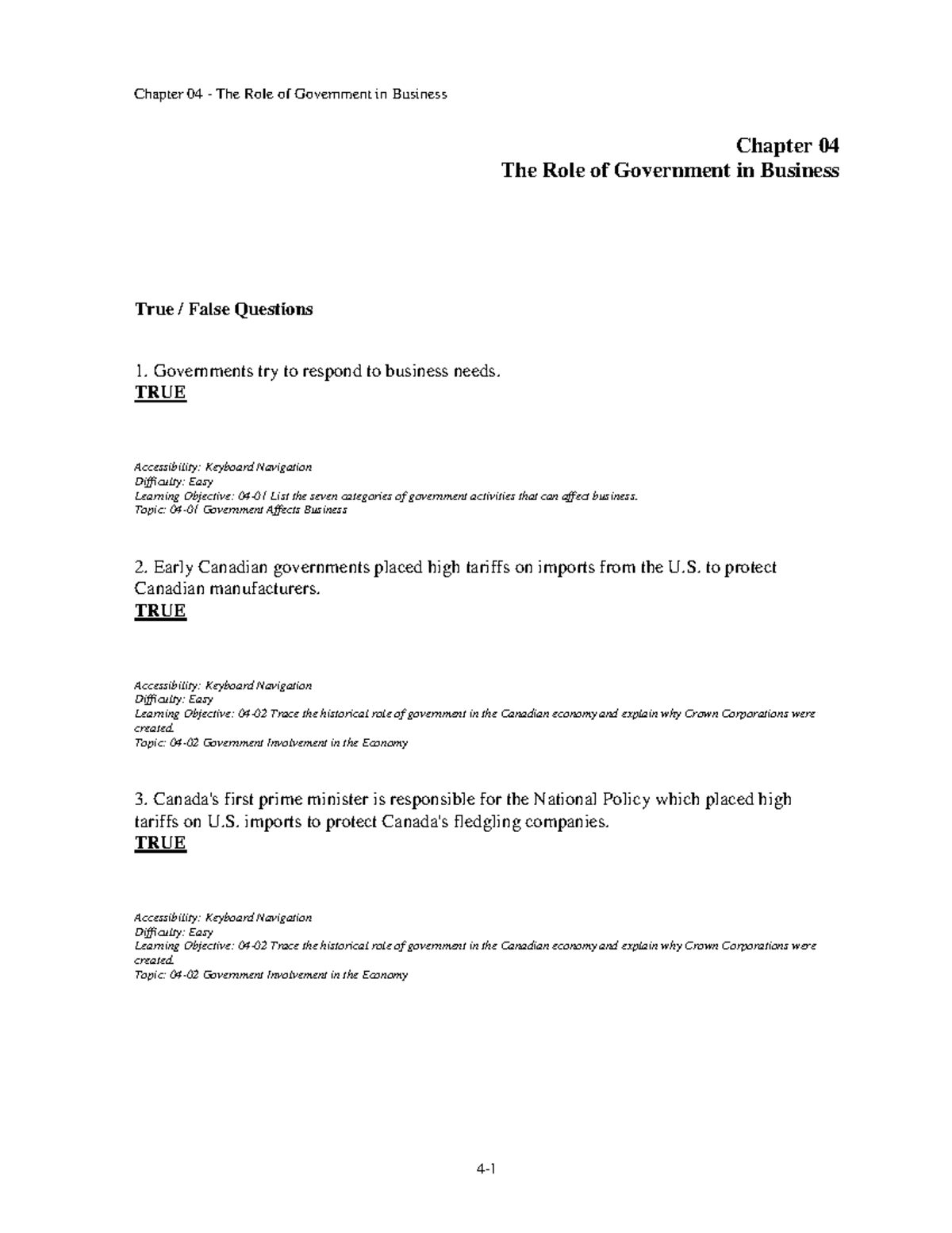 Chap004 The Role of Government in Business Final Review Test Bank ...