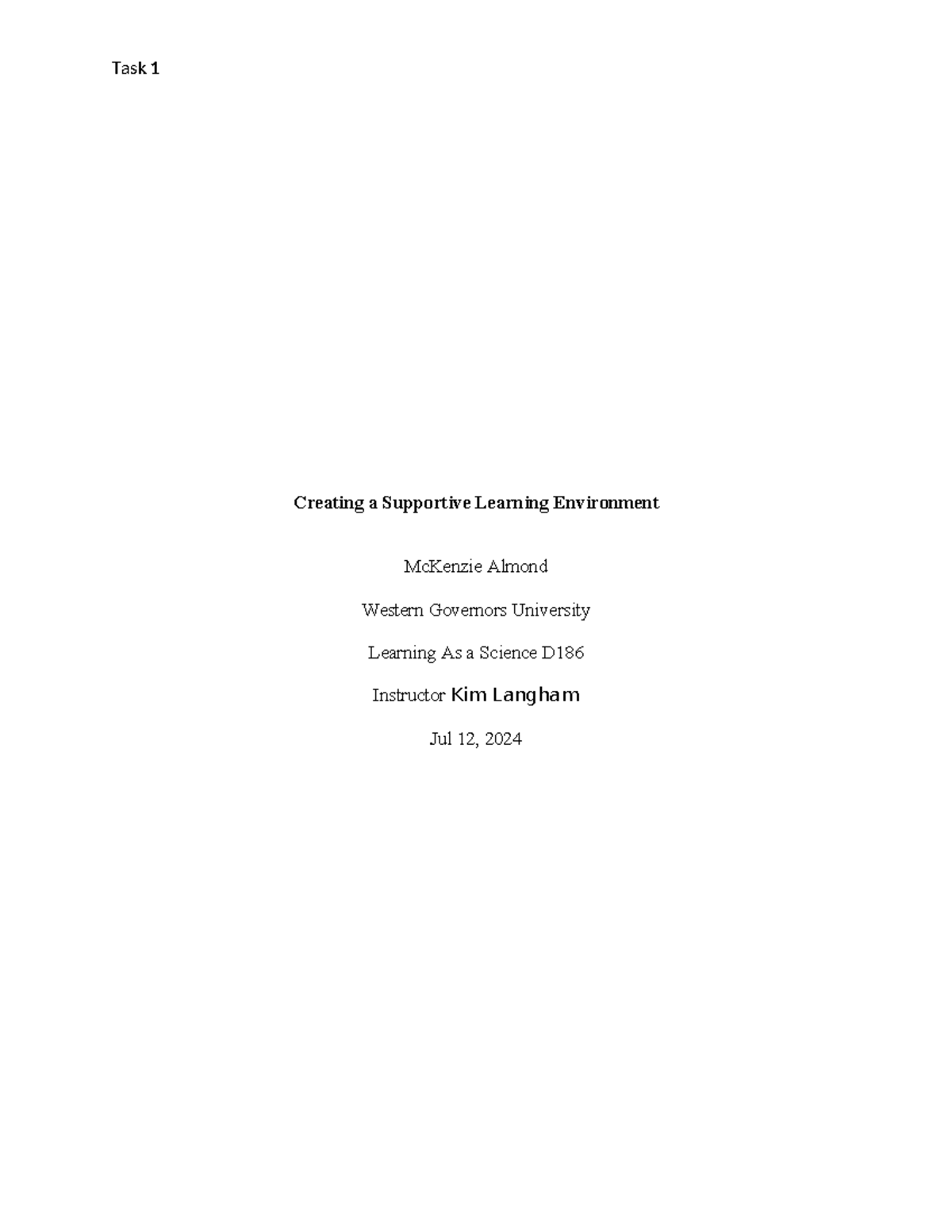 Creating a Supportive Learning Environment - While students are ...