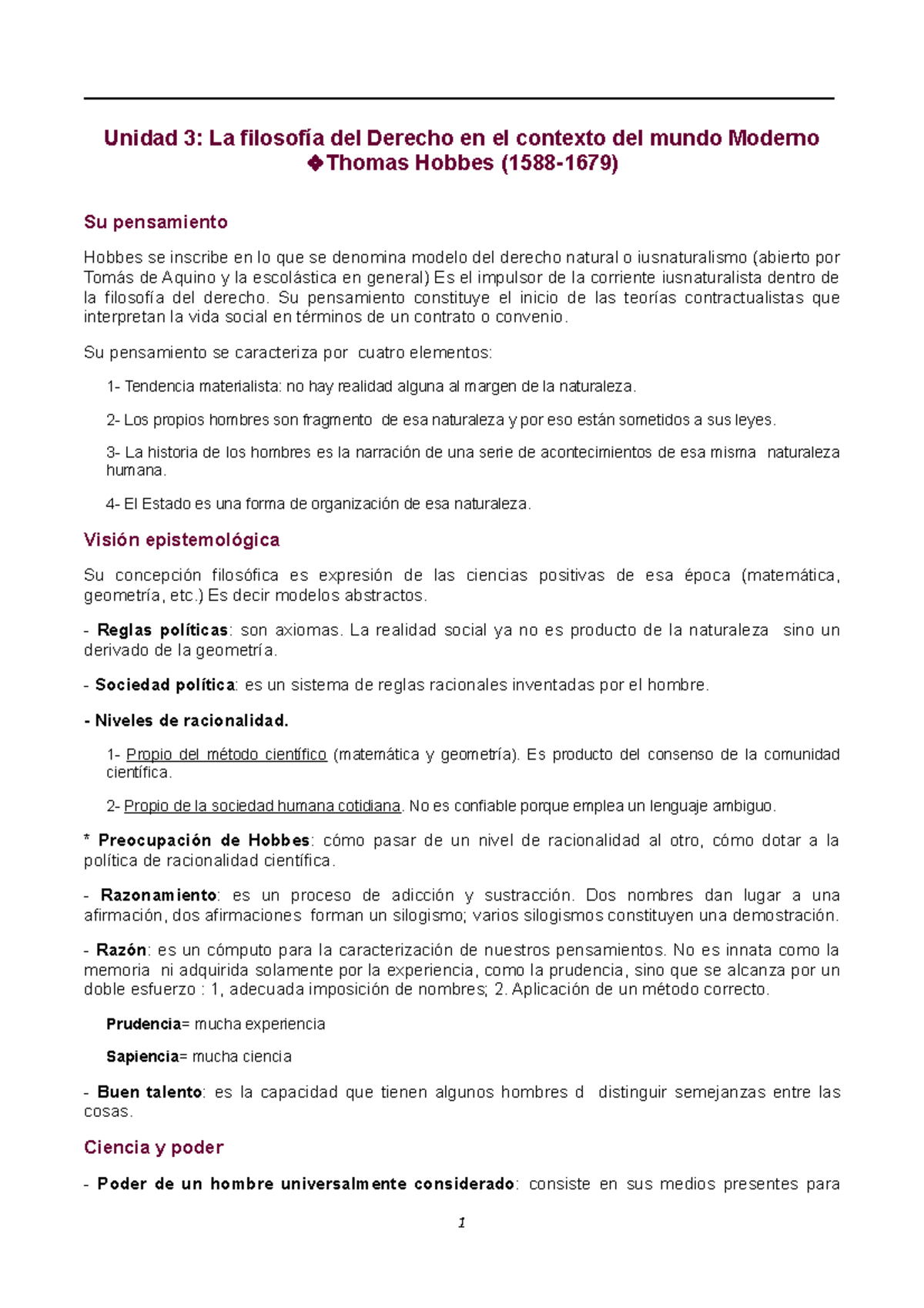 Filosofia del derecho hobbes resumen enviar - Unidad 3: La filosofía ...