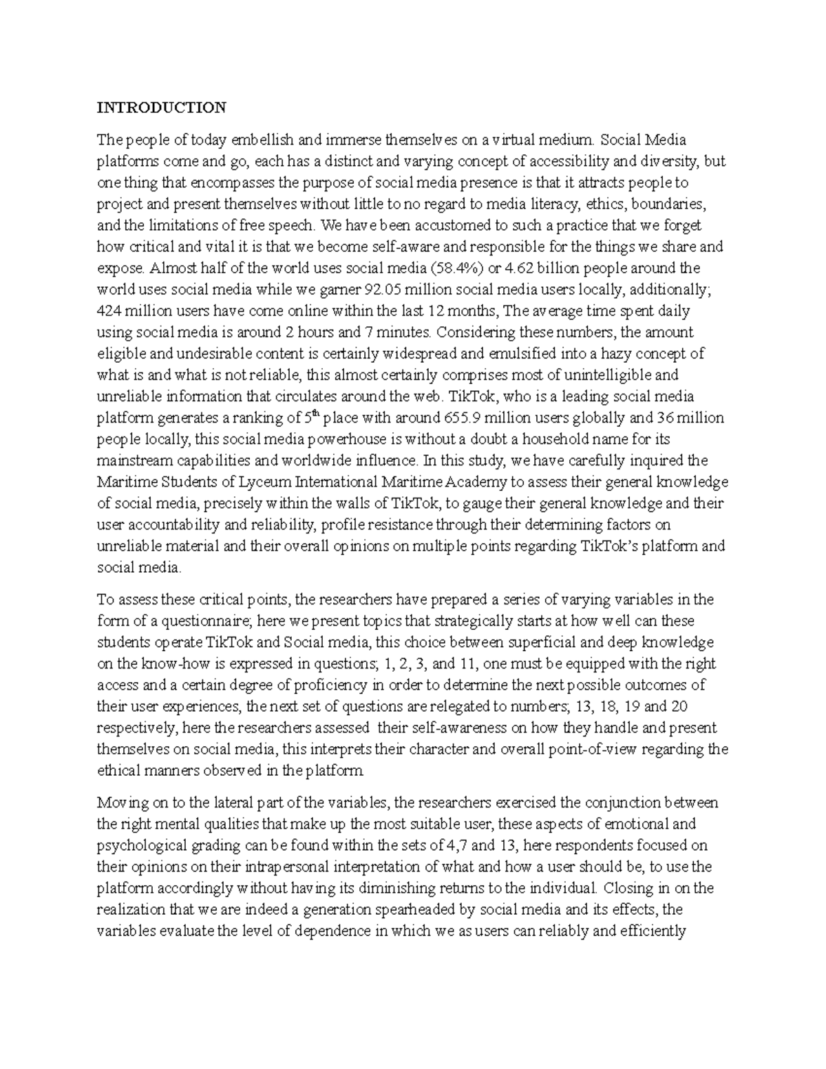 Research-Draft - N/a - INTRODUCTION The people of today embellish and ...