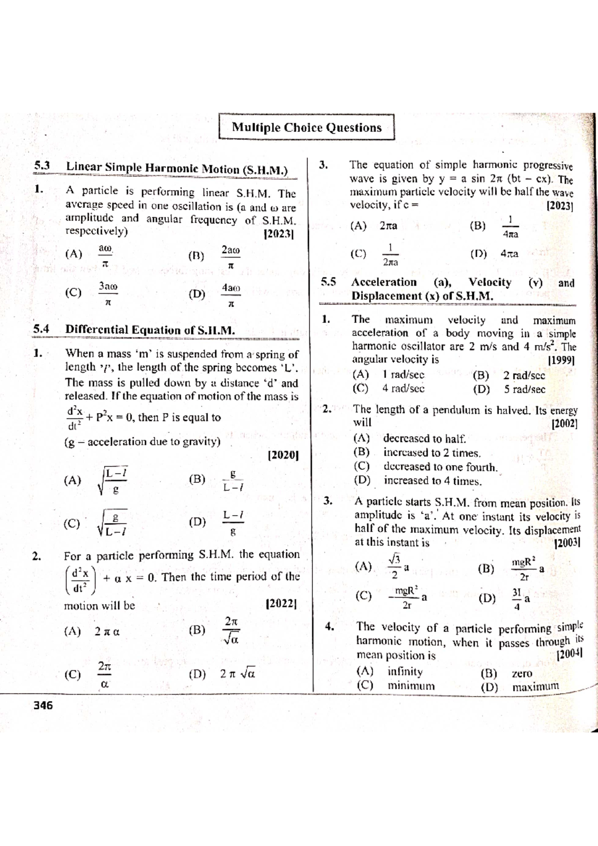 Oscillation PYQ (25yr) - Computer science - Studocu