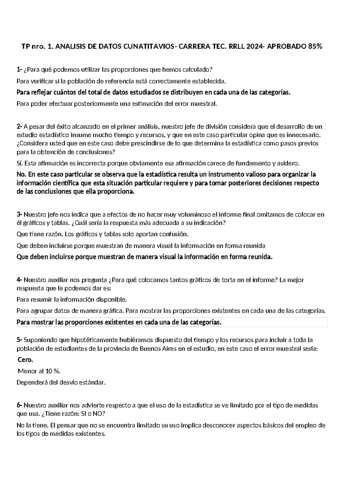 TP1 MDC - TP nro. 1. ANALISIS DE DATOS CUNATITAVIOS- CARRERA TEC. RRLL 2024- APROBADO 85% 1 ...