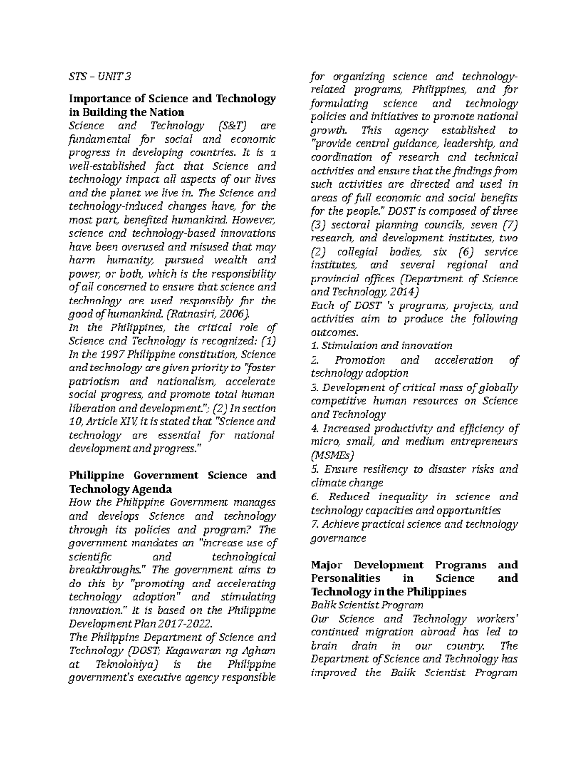 STS - UNIT 3 - UNIT 3 Science, technology, and society lecture reviewer - STS – UNIT 3 ...