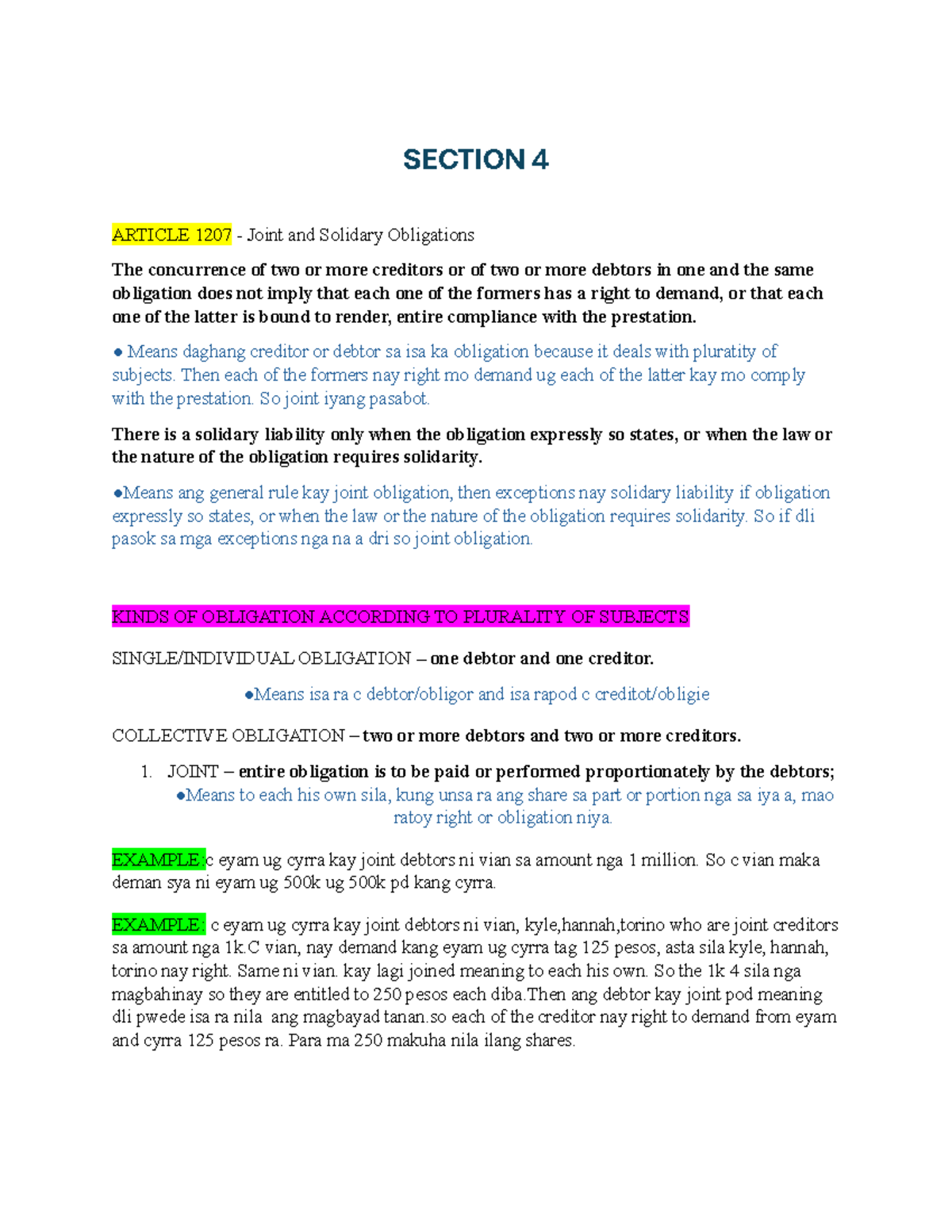 Article-1221 - SECTION 4 ARTICLE 1207 - Joint and Solidary Obligations ...
