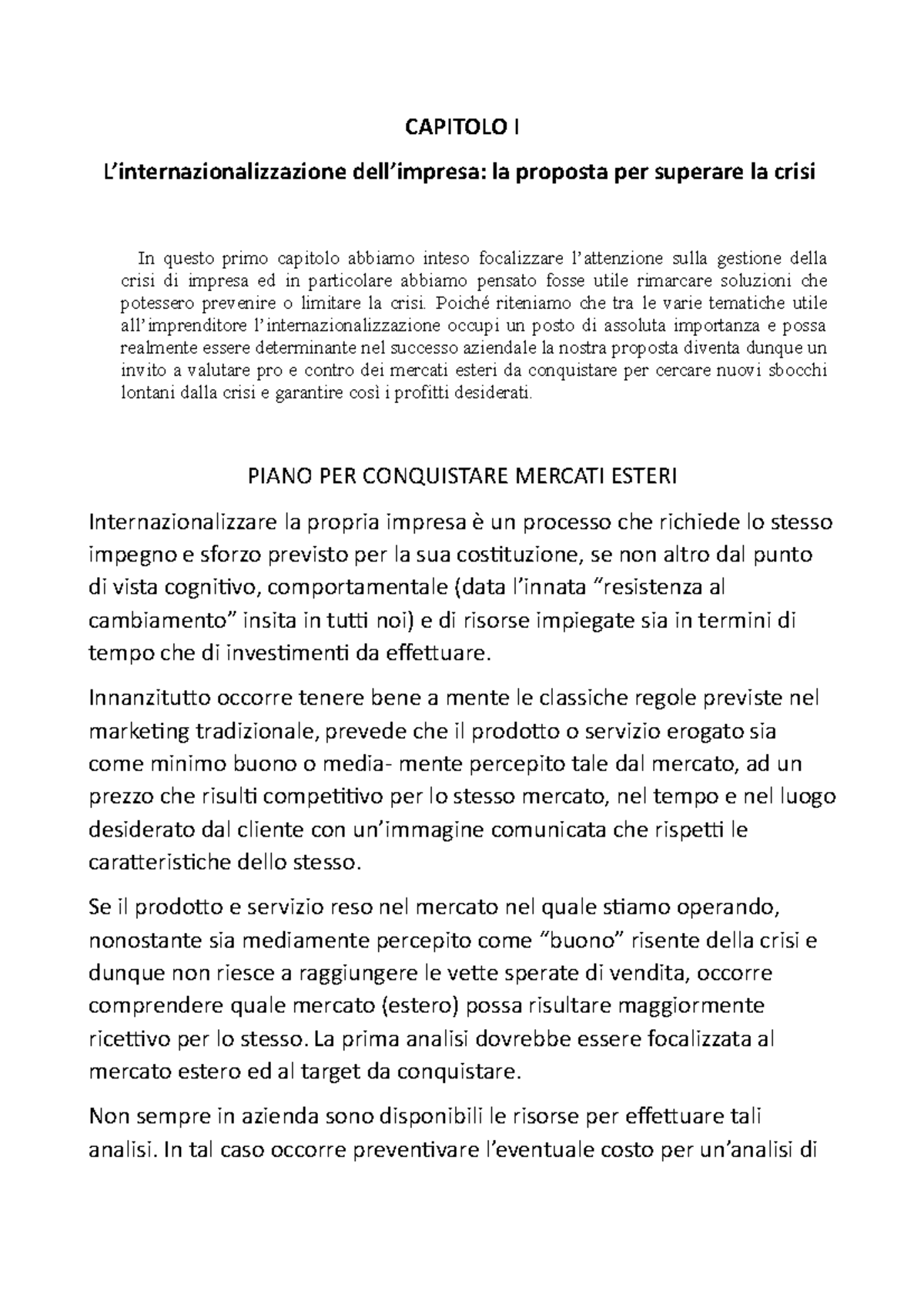 Capitolo I - PREPARAZION TESI DI ECONOMIA - CAPITOLO I L ...