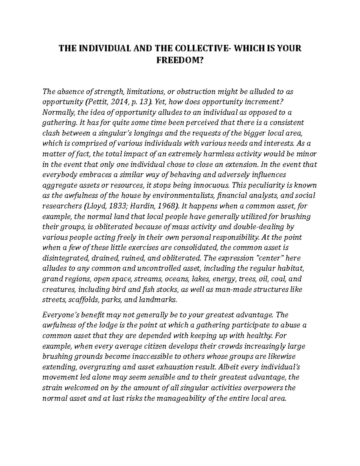 THE Individual AND THE Collective- Which IS YOUR Freedom - THE ...