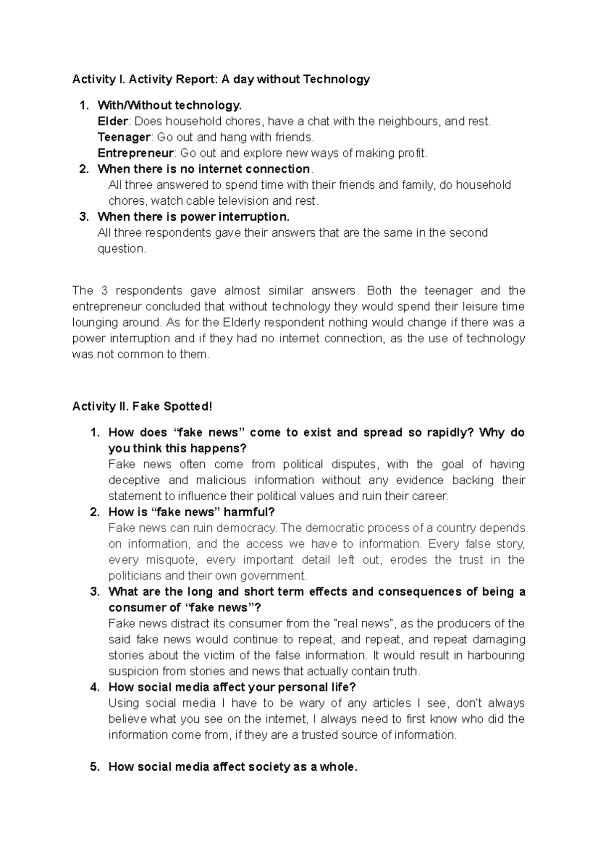 Activity I - Watch out for fake news, always be aware - Activity I ...