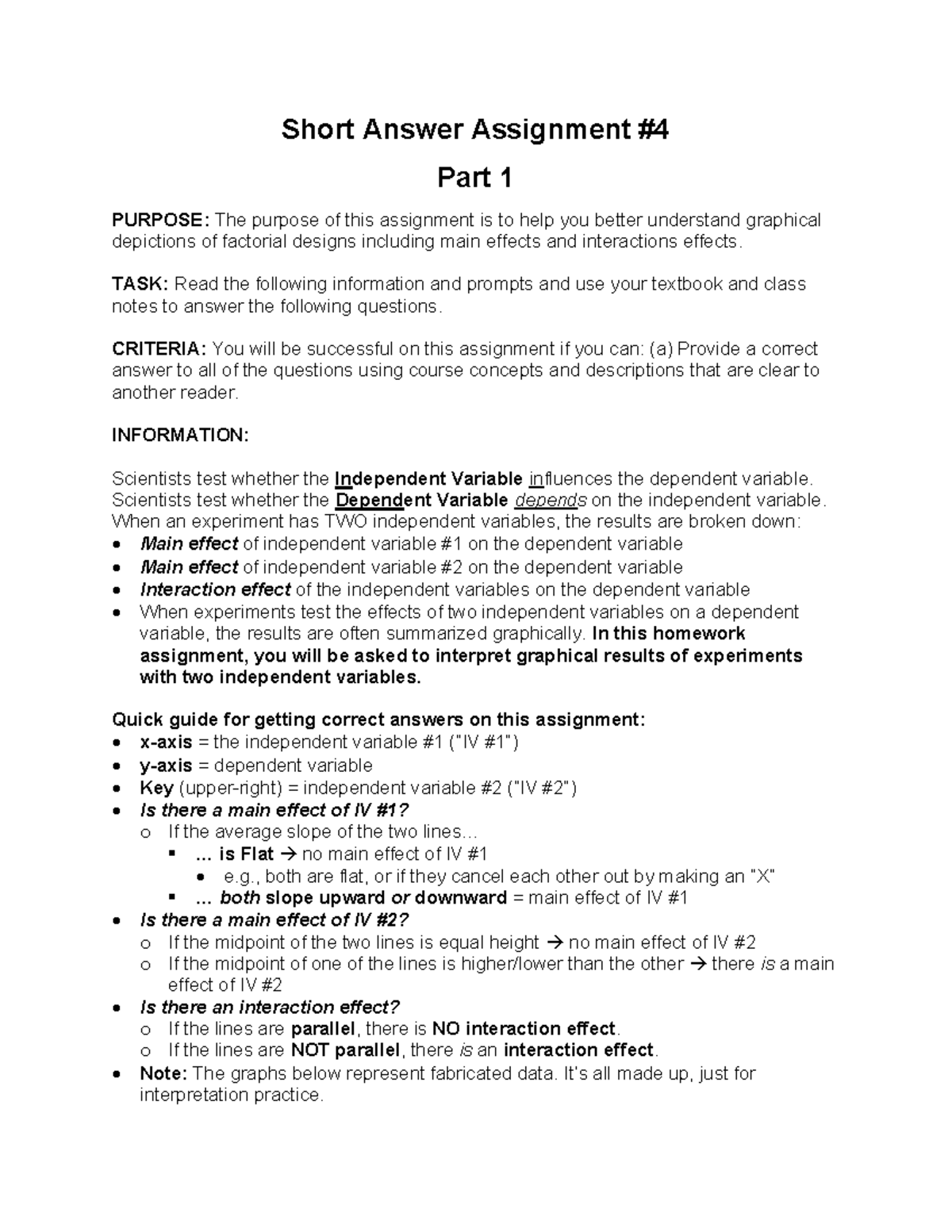 PSYC 3300 SA4 - work - Short Answer Assignment Part 1 PURPOSE: The purpose of this assignment is ...
