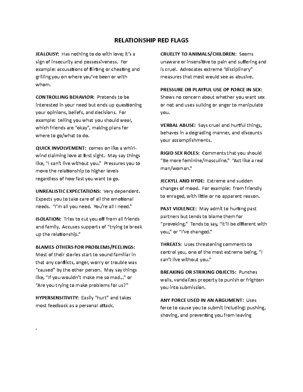 Relationship Red Flags - RELATIONSHIP RED FLAGS JEALOUSY: Has nothing ...