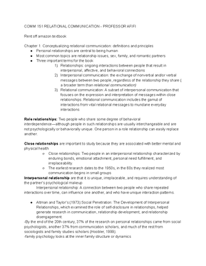 Comm 151 Review for Midterm Exam - Review for Exam 1 Comm 151: Relational Communication ...