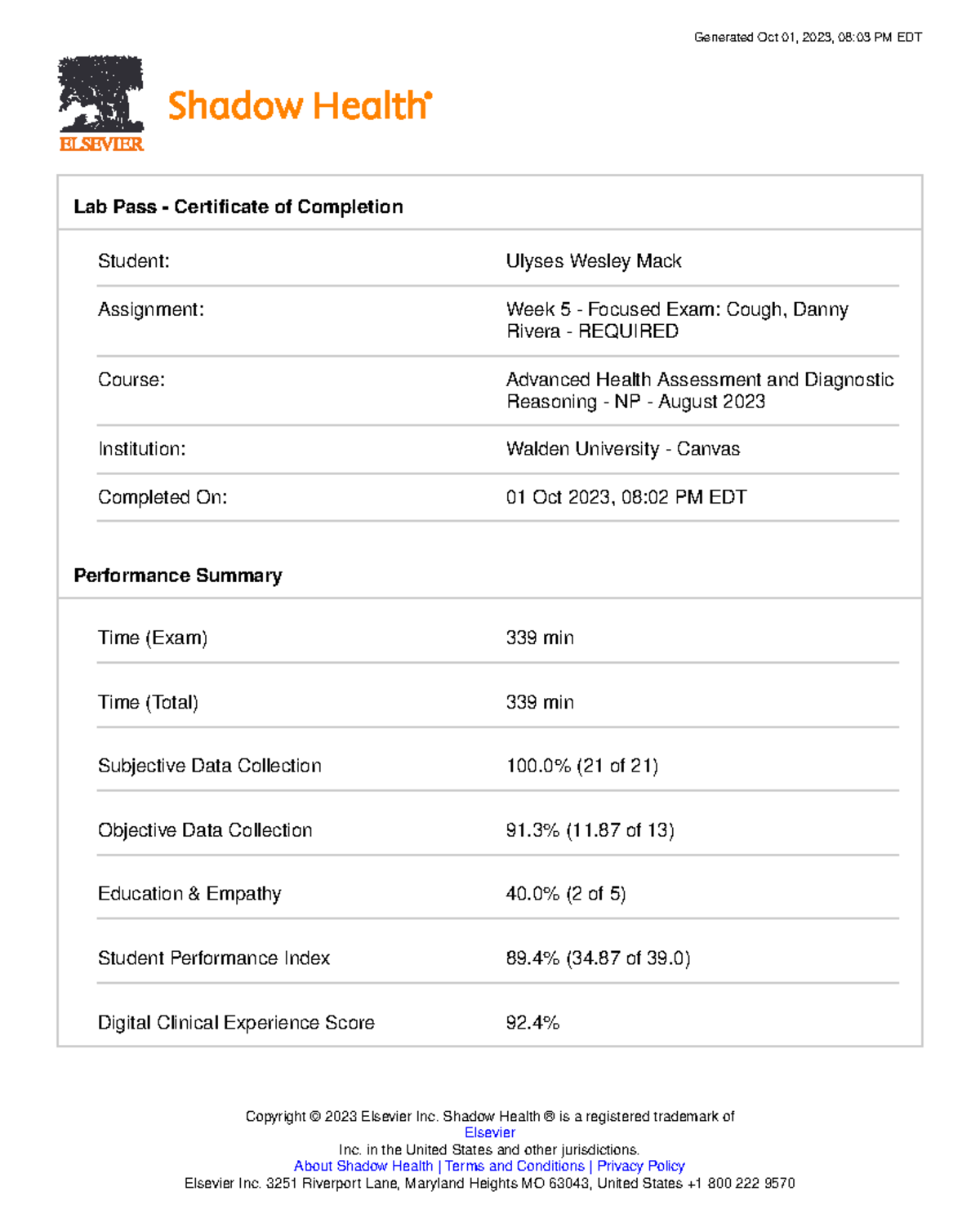 Labpass Danny Rivera - Generated Oct 01, 2023, 08:03 PM EDT Lab Pass ...