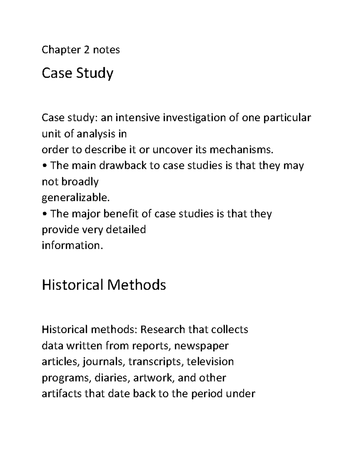 Document 36 - Chapter 2 notes - Chapter 2 notes Case Study Case study ...