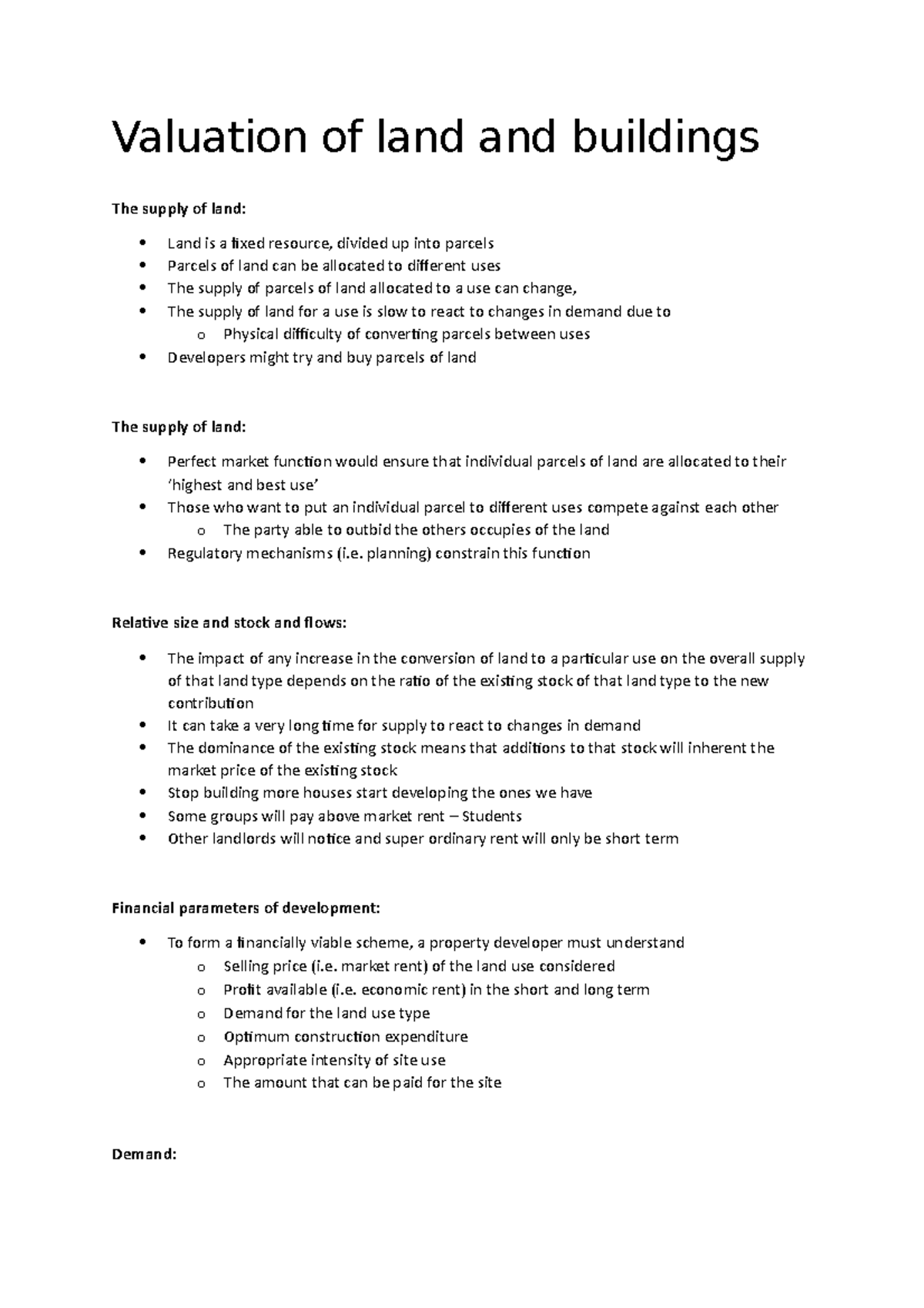 Lecture 7 - Valuation of land and buildings - Valuation of land and ...