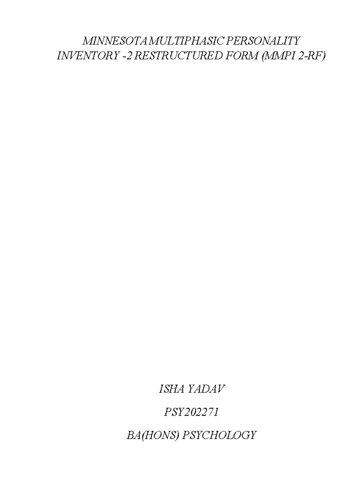 Text-to-word - nil - MINNESOTA MULTIPHASIC PERSONALITY INVENTORY -2 ...