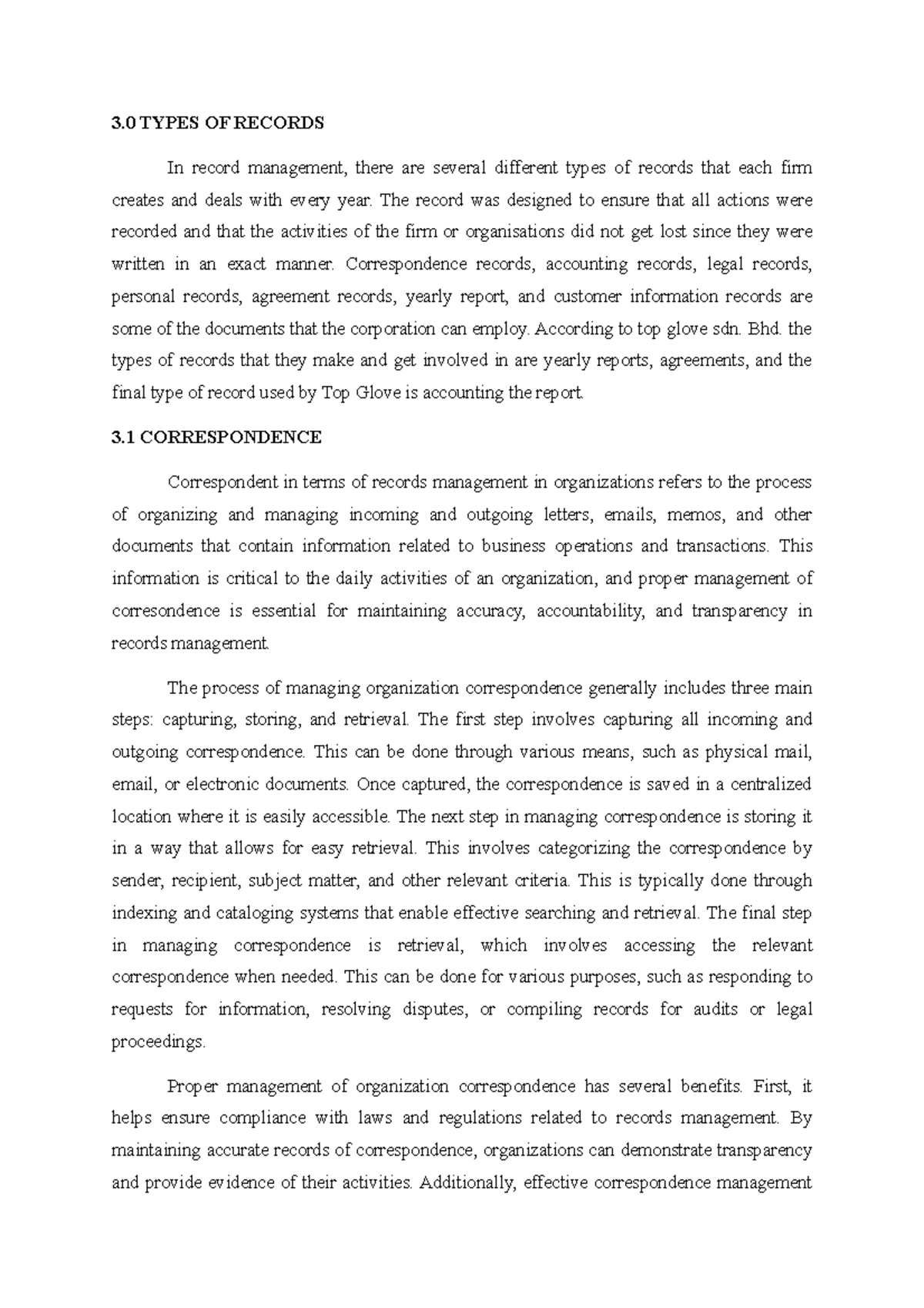 Assignment IMR451 - ..... - 3 TYPES OF RECORDS In record management ...