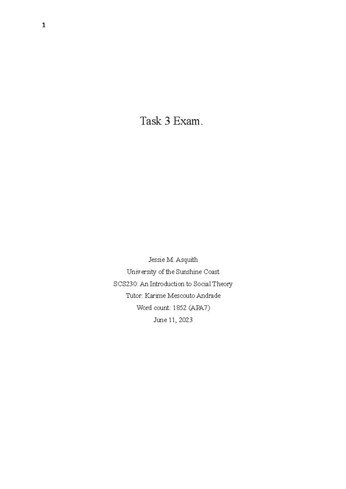 SCS230 T - task 3. Comparison of theories. - Task 3 Exam. Jessie M ...
